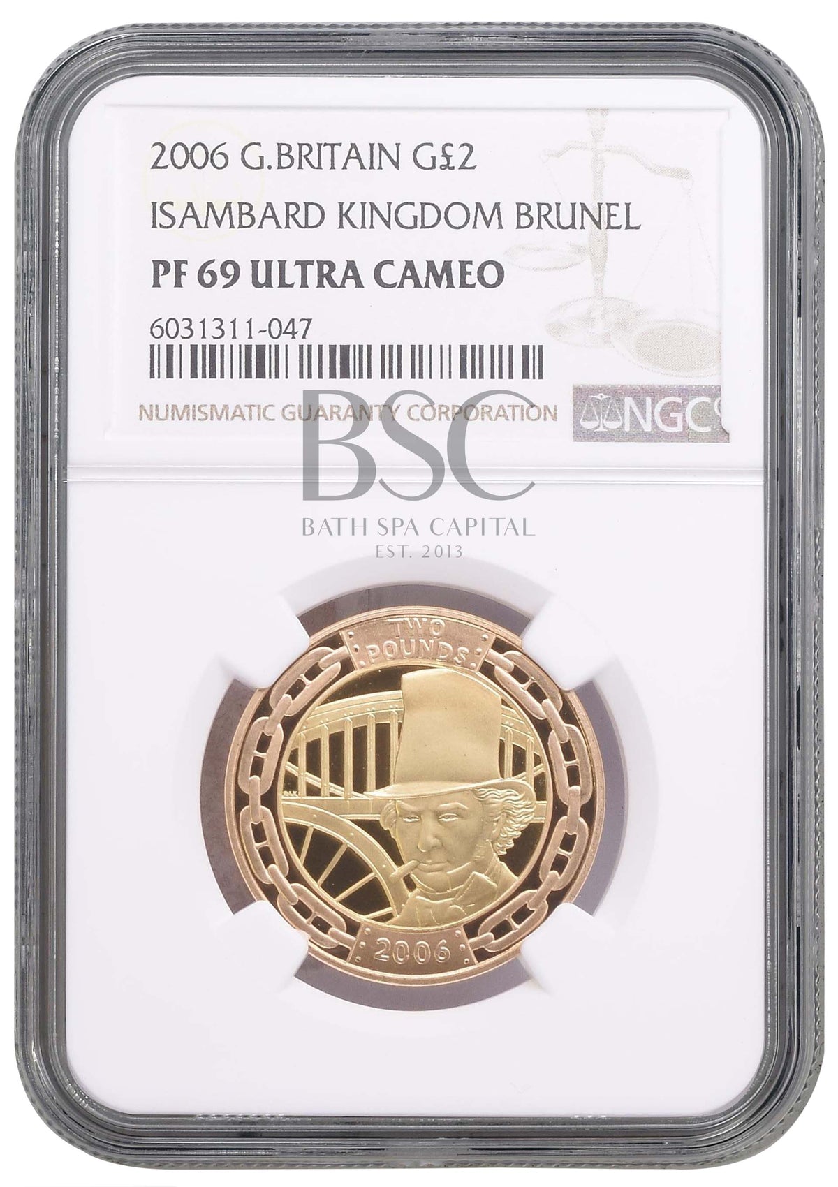 Elizabeth II, 2006 Gold Proof "Brunel" Two Pounds NGC PF69 Ultra Cameo ...